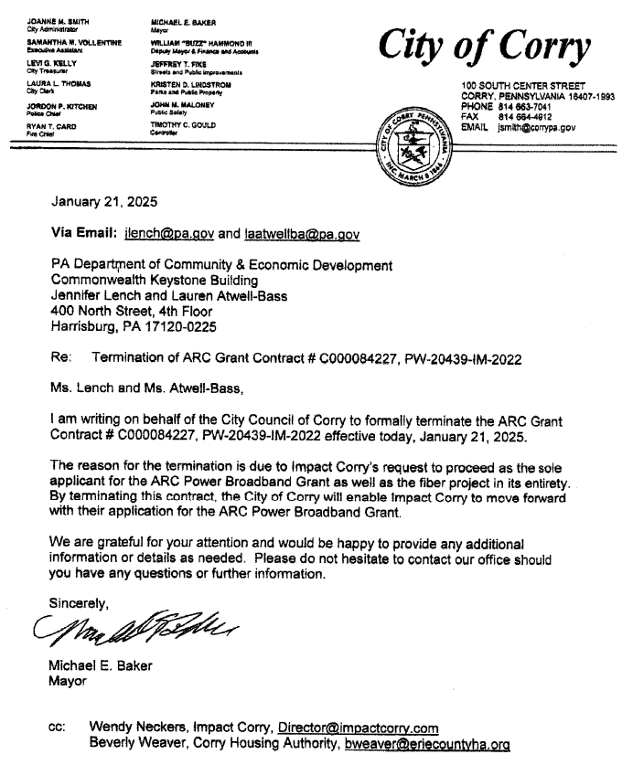 Corry’s Mayor Baker Responds to Former Mayor Mitchell’s Questions – UC ...